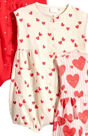 NEXT 3-pack Cotton Heart Rompers
