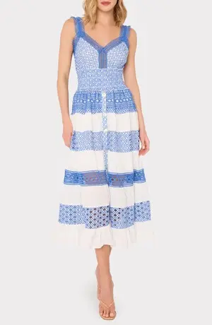 MILLY Eyelet Panel Sundress