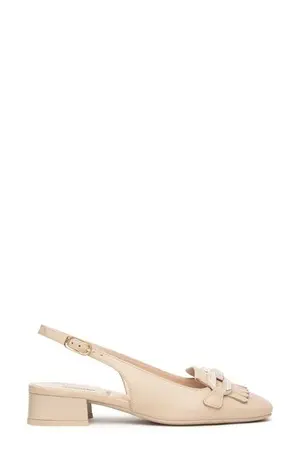 NEROGIARDINI Kiltie Fringe Slingback Pumps - Latte