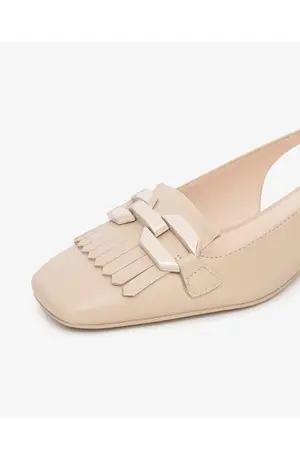 NEROGIARDINI Kiltie Fringe Slingback Pumps - Latte