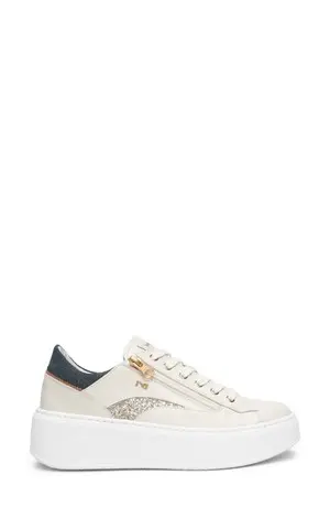 NEROGIARDINI Side Zip Platform Sneakers - Beige Multi