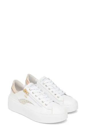 NEROGIARDINI Side Zip Platform Sneaker White Multi