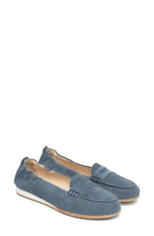 NEROGIARDINI Suede Penny Loafer - Denim