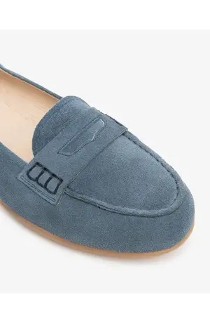 NEROGIARDINI Suede Penny Loafer - Denim