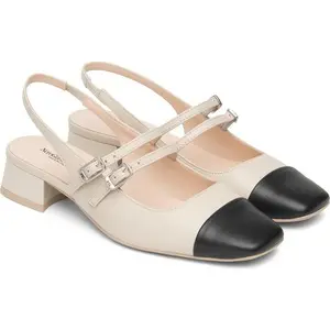 NEROGIARDINI Slingback Cap Toe Pump - Beige/black