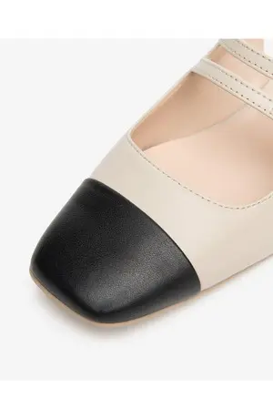 NEROGIARDINI Cap Toe Slingback Pumps - Beige/black
