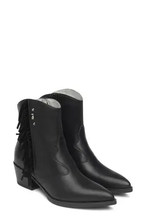 NEROGIARDINI Fringe Western Bootie - Black