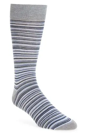 Nordstrom Stripe Cotton-blend Dress Socks - Blue Multi