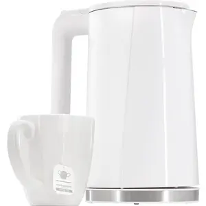 MEGACHEF 1.8 Quart Stainless Steel Electric Tea Kettle - White