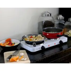 MEGACHEF Electric Easily Portable Ultra Lightweight Dual Burner Cooktop Buffet Range