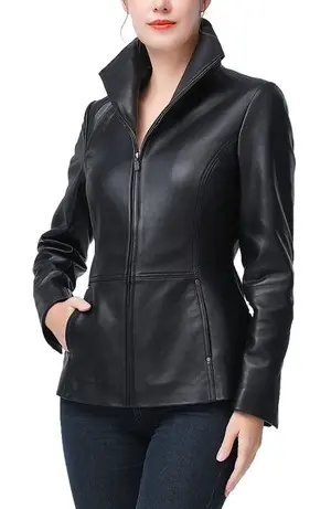 KIMI + KAI Eva Zip Front Leather Jacket