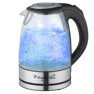 MEGACHEF 1.7lt. Glass And Stainless Steel Electric Tea Kettle - Grey