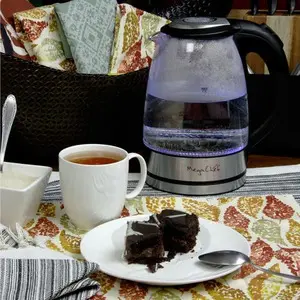 MEGACHEF 1.7lt. Glass And Stainless Steel Electric Tea Kettle