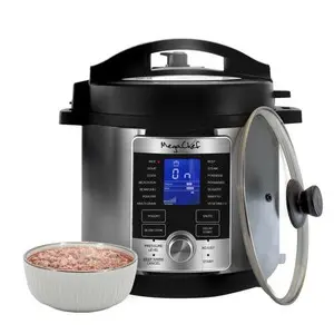 MEGACHEF 6 Quart Stainless Steel Electric Digital Pressure Cooker With Lid - Grey