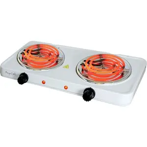 MEGACHEF Electric Easily Portable Ultra Lightweight Dual Coil Burner Cooktop Buffet Range - White
