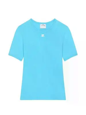 COURREGES Logo-embroidered T-shirt - Blue