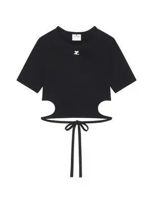 COURREGES Ribbon Cutout T-shirt - Black