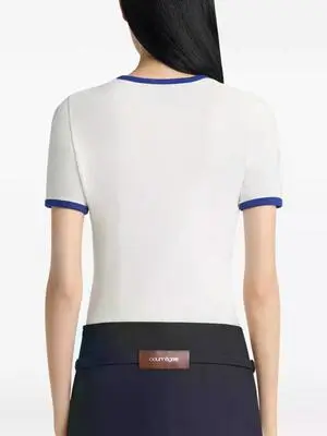 COURREGES Logo-embroidered T-shirt - White