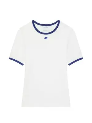COURREGES Logo-embroidered T-shirt - White