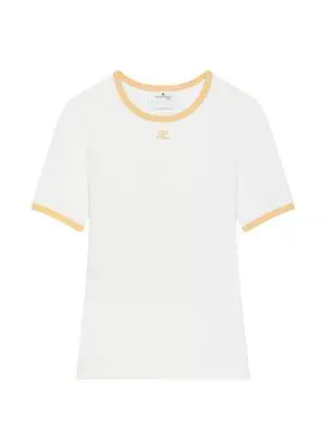 COURREGES Contrast-trim Signature T-shirt - White
