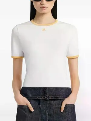 COURREGES Contrast-trim Signature T-shirt - White