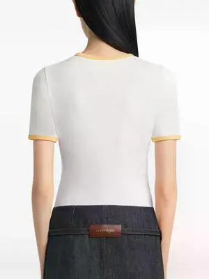 COURREGES Contrast-trim Signature T-shirt - White