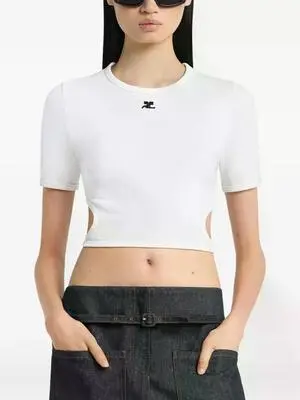 COURREGES Cut-out Cropped T-shirt