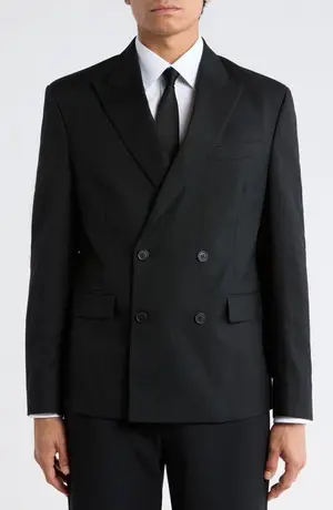 OPEN EDIT Linen Blend Double Breasted Sport Coat