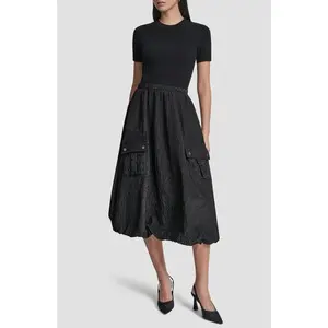 Dkny Mixed Media Cargo Pocket Midi Dress - Black