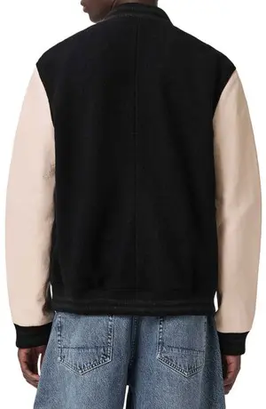ALLSAINTS Holloway Wool & Leather Varsity Bomber Jacket