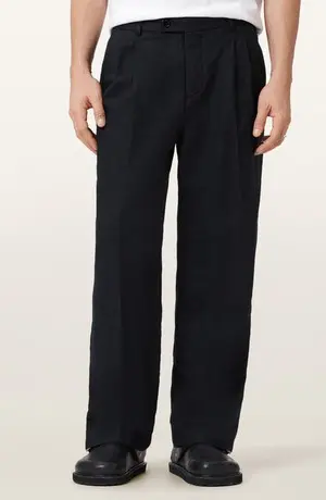 ALLSAINTS Roland Pleated Cotton & Linen Dress Pants - Faded Black