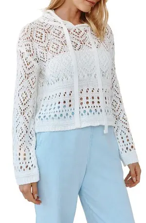 Bella Dahl Sheer Cotton Blend Open Stitch Hoodie