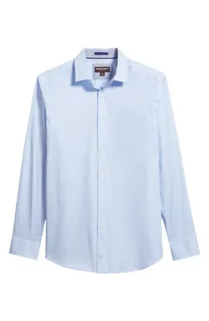 Johnston & Murphy Logan Print Button-up Shirt - Blue Layered Diamond