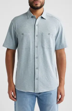 Johnston & Murphy Riley Short Sleeve Button-up Shirt - Storm