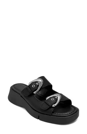 Aerosoles Faith Flatform Slide Sandal - Black Fx Calf