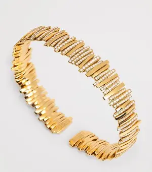 SUZANNE KALAN Yellow And Diamond Pavé Cuff Bangle
