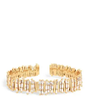 SUZANNE KALAN Classic Gold Diamond And 18k Yellow Gold Milli Bangle - Rose Gold