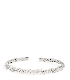 SUZANNE KALAN Large Gold And Diamond Classic Bangle - White