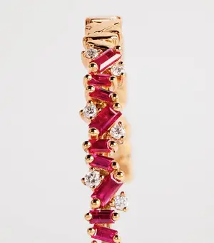 SUZANNE KALAN Large Diamond And Ruby Frenzy Bangle