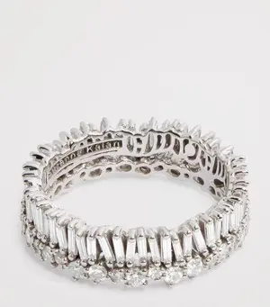 SUZANNE KALAN Gold And Diamond Classic Short Stack Eternity Ring - White