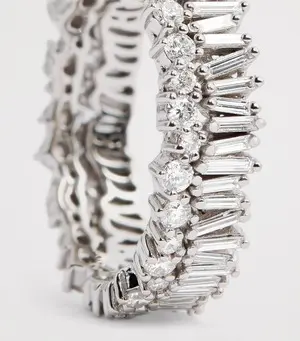 SUZANNE KALAN Gold And Diamond Classic Short Stack Eternity Ring - White