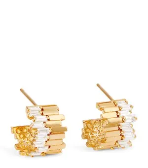 SUZANNE KALAN Mini Yellow And Diamond Golden Hoop Earrings - Gold