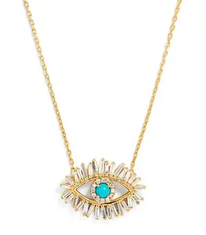 SUZANNE KALAN Midi Yellow Diamond And Turquoise Evil Eye Necklace - Gold