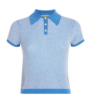 Guest In Residence Cashmere Piqué Shrunken Polo Shirt - Blue