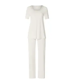 Hanro Cotton Satin-trim Anilla Pyjama Set - Ivory