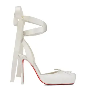 CHRISTIAN LOUBOUTIN Cassia Lace-up Crepe Pumps 100 - White