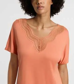 Hanro Short-sleeve Cira Nightdress - Orange