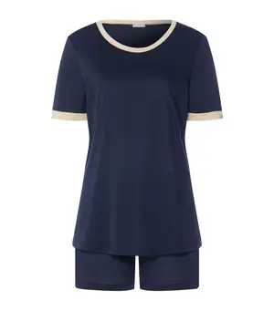 Hanro Cotton-blend Laura Pyjamas - Navy