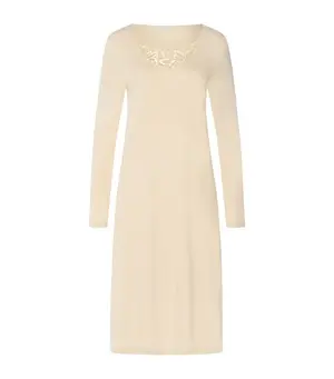 Hanro Cotton Long-sleeve Belen Nightdress - Beige