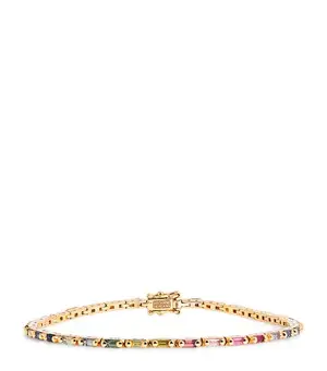 SUZANNE KALAN And Rainbow Sapphire Bold Linear Tennis Bracelet - Rose Gold